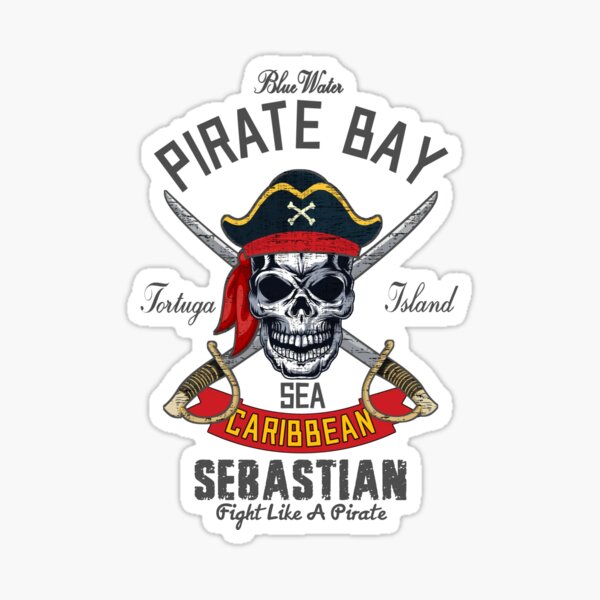 " Name of sebastian with pirate skull" Sticker for Sale by Ahmedkorany ...