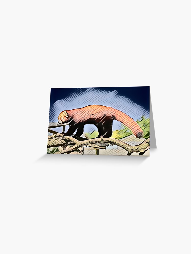 "Red Panda Walk About In Pointillism" Greeting Card for Sale by ...