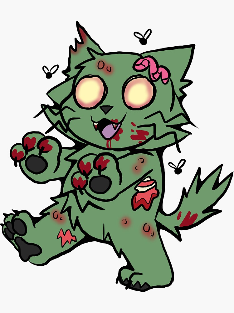 "Zombie Kitty" Sticker for Sale by FunfettisStuff | Redbubble