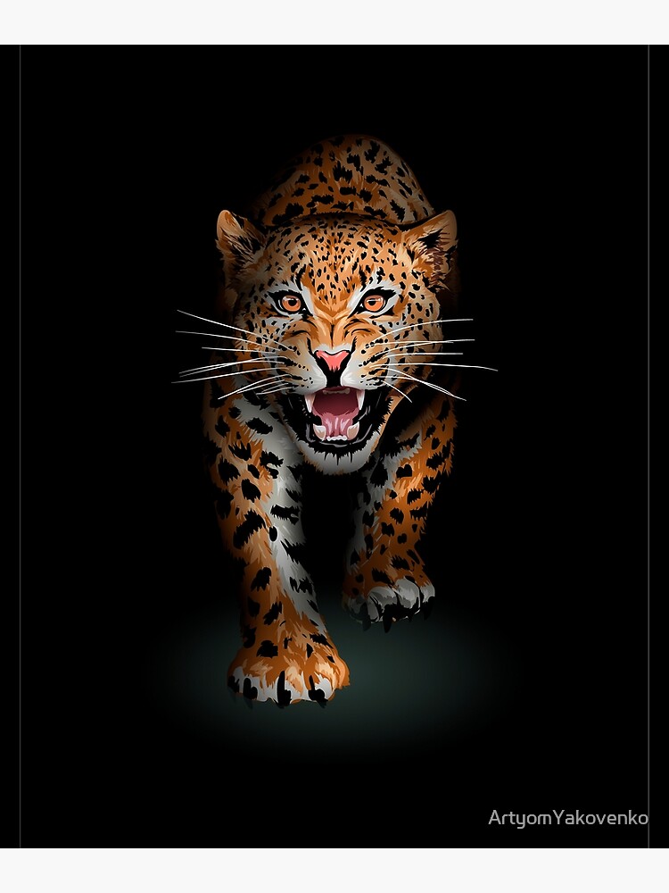 Leinwanddruck for Sale mit "Leopard zu Fuß in Richtung Schatten - Leopardengesicht ...