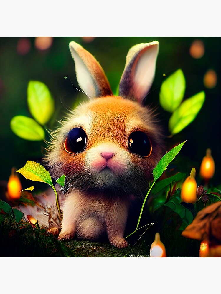 "Fairy rabbit standing among colorful glowing fluorescent lighting in ...