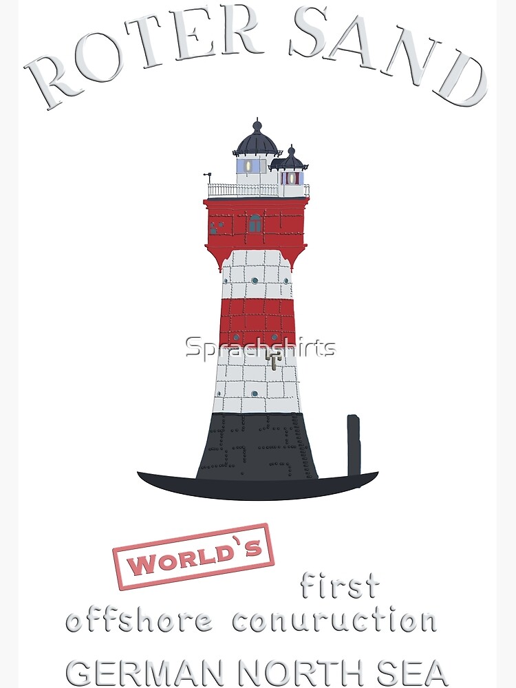 "World's first offshore lighthouse, German North Sea, drawing" Art ...