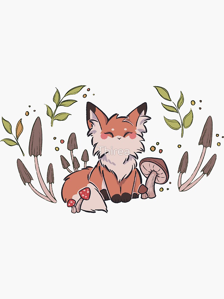 "Autumn Mushroom Fox" Sticker for Sale by Thirea | Redbubble