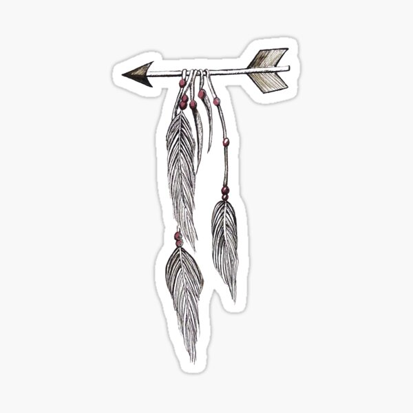 "Feathers hanging from an arrow" Sticker for Sale by theheartisttt ...