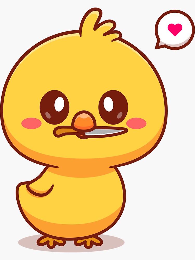 Pegatina «Cute dibujos animados de cuchillo de mordedura de pollito» de ...
