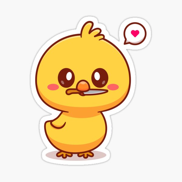 Pegatina «Cute dibujos animados de cuchillo de mordedura de pollito» de ...