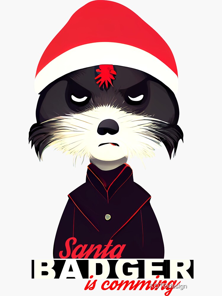 "A Christmas badass badger in a Santa Claus hat" Sticker for Sale by ...