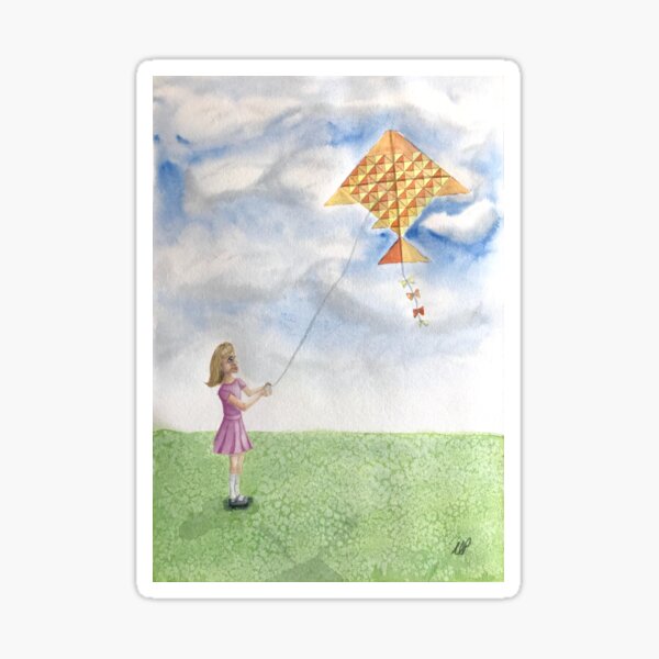 "Girl Flies Fish Kite" Sticker for Sale by KathrynKathryn | Redbubble