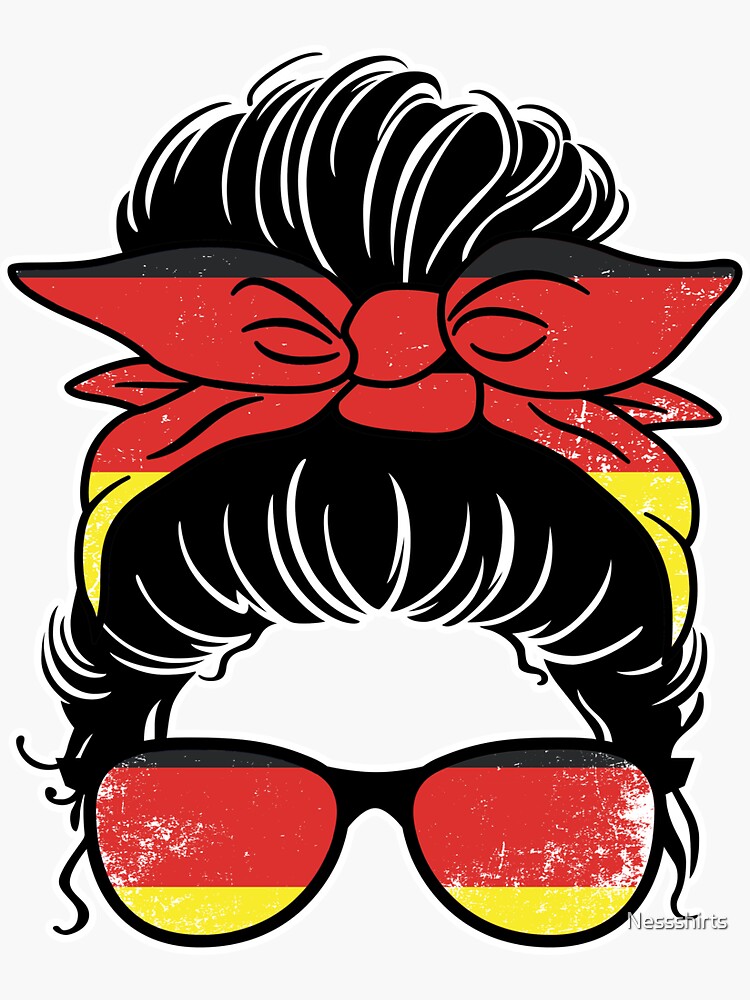 "Messy Bun Awesome German Woman A Deutsch Deutschland Native" Sticker ...
