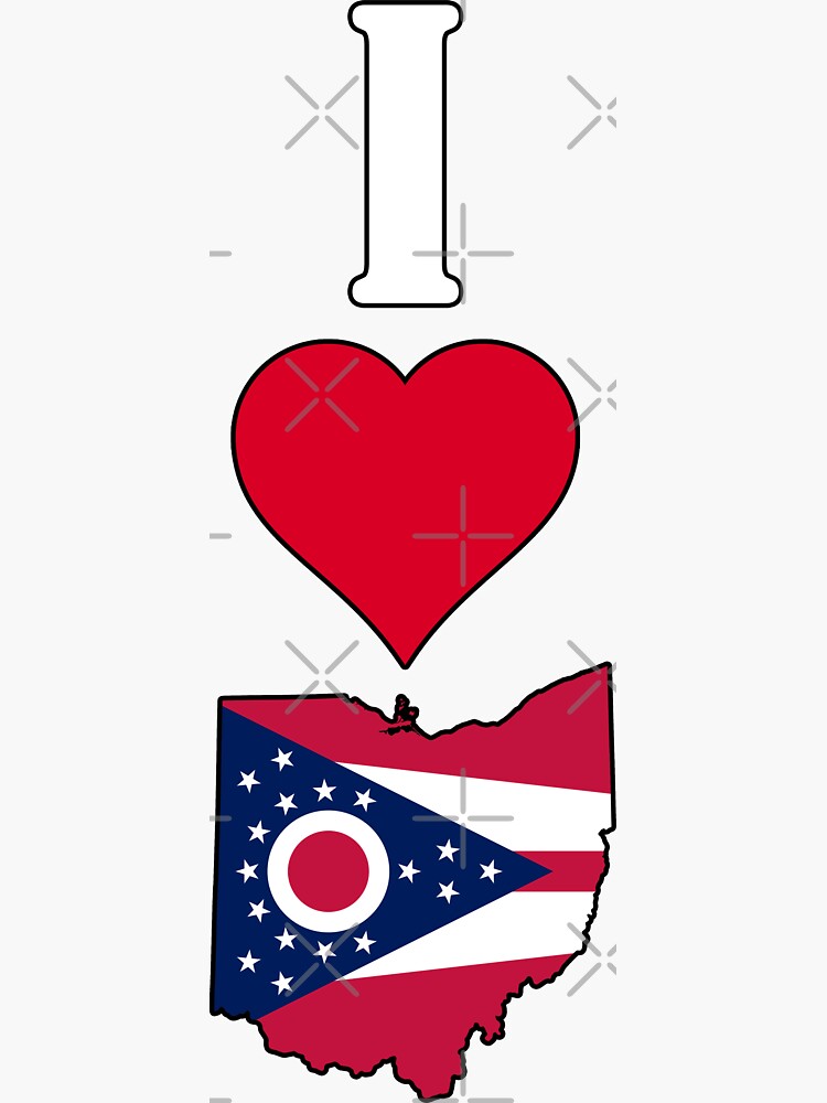 "I Love Ohio Vertical I Heart Ohio State Flag Map" Sticker for Sale by ...