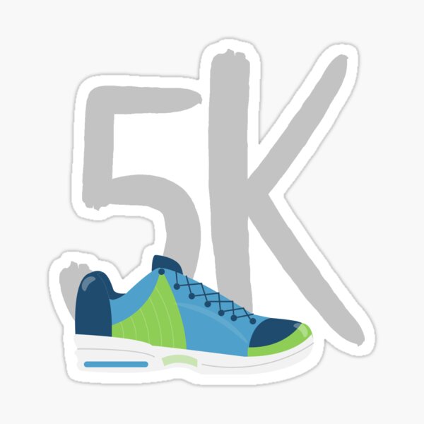 "Run a 5K Race with a Running Shoe" Sticker for Sale by 4Craig | Redbubble