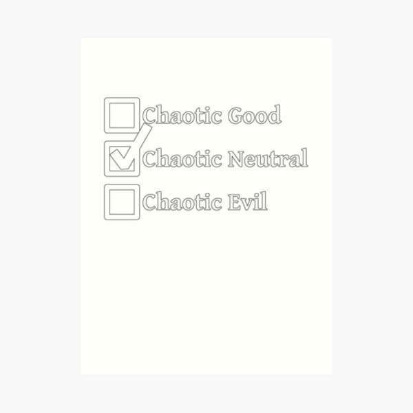 Lámina artística «Chaotic Neutral DND 5e Pathfinder RPG Alignment Juego ...
