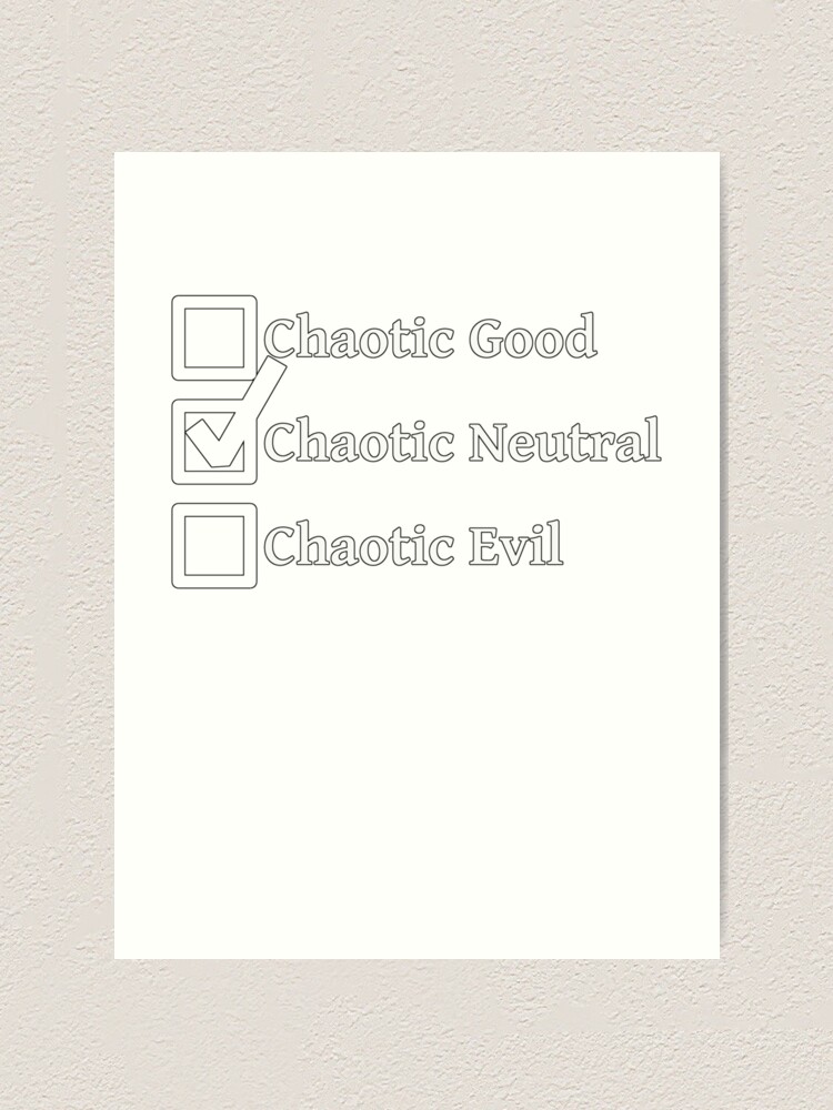 Lámina artística «Chaotic Neutral DND 5e Pathfinder RPG Alignment Juego ...