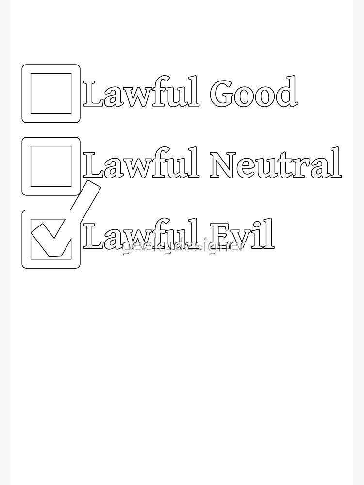"Lawful Evil DND 5e Pathfinder RPG Alignment Role Playing Tabletop RNG ...