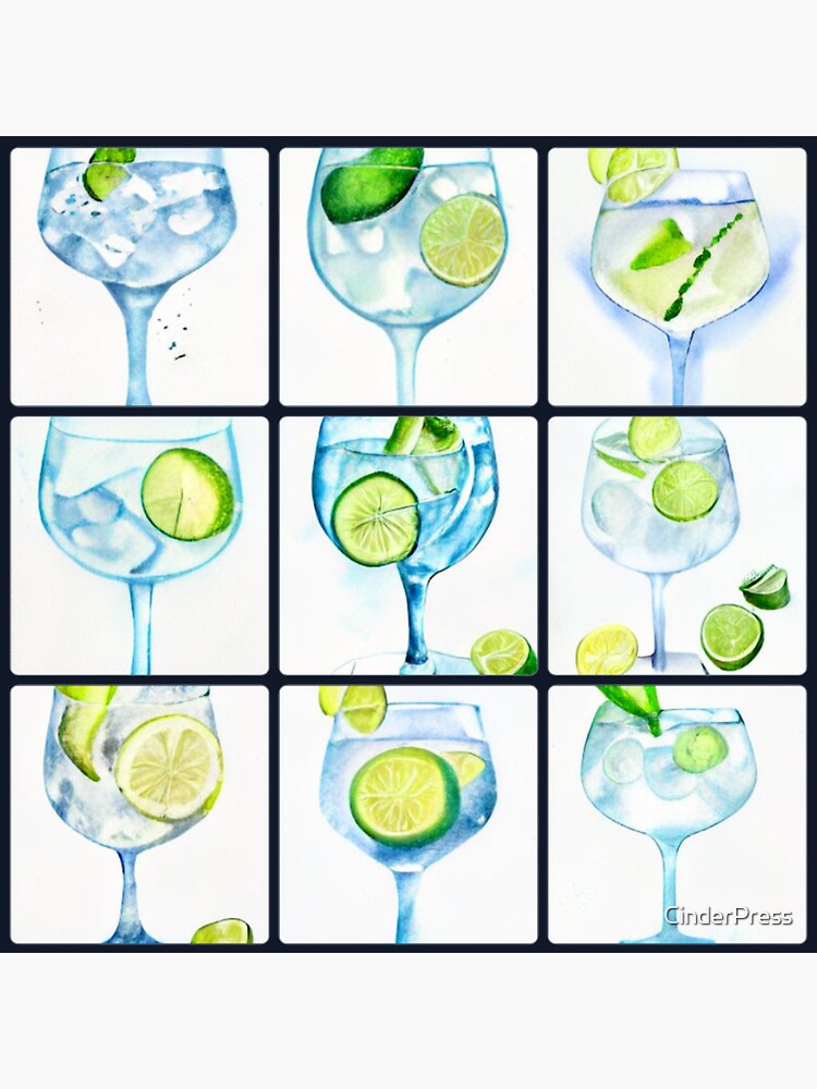 "Gin and Tonic Pack" Sticker for Sale by CinderPress | Redbubble