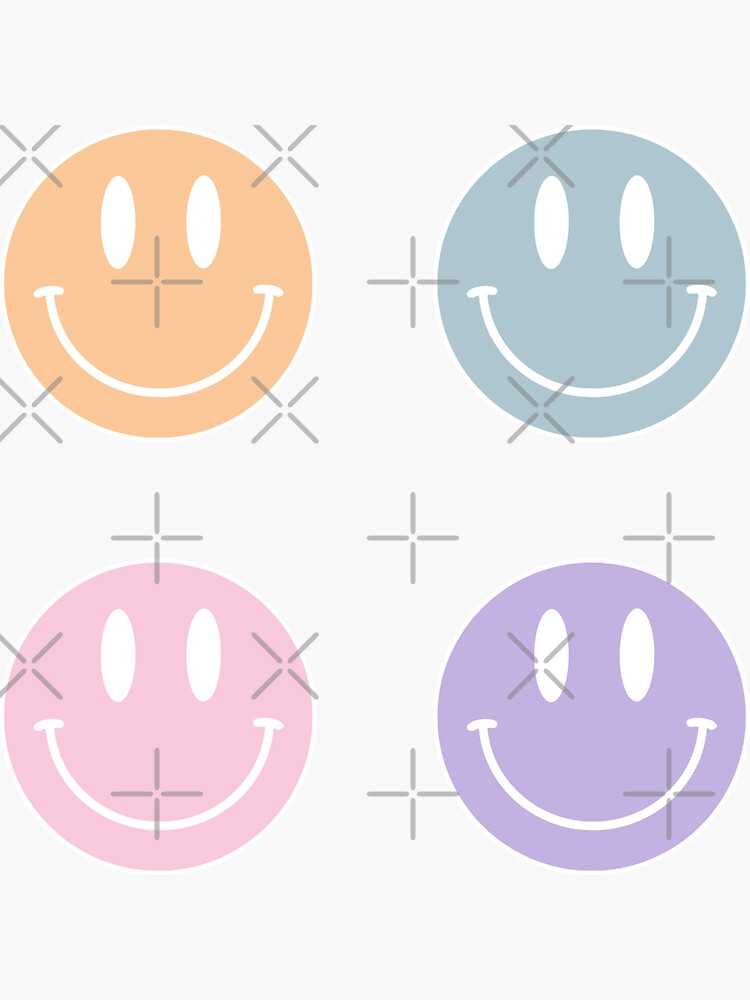 "Pastel Smiley Face 4 Pack" Sticker for Sale by TrendsHunter08 | Redbubble