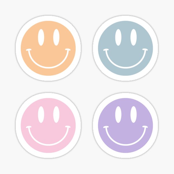 "Pastel Smiley Face 4 Pack" Sticker for Sale by TrendsHunter08 | Redbubble