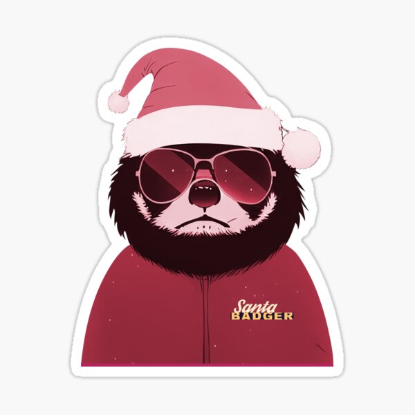 "A Christmas badass badger in a Santa Claus hat" Sticker for Sale by ...