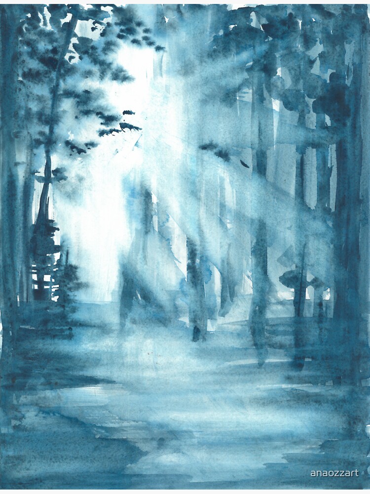 "Watercolor blue landscape, abstract landscape, trees" Sticker for Sale ...