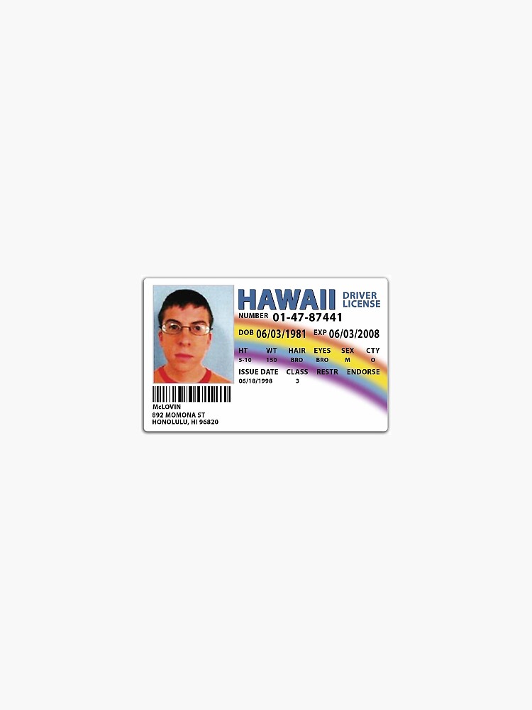 "Superbad McLovin ID sticker" Sticker for Sale by GirlbossHQ | Redbubble