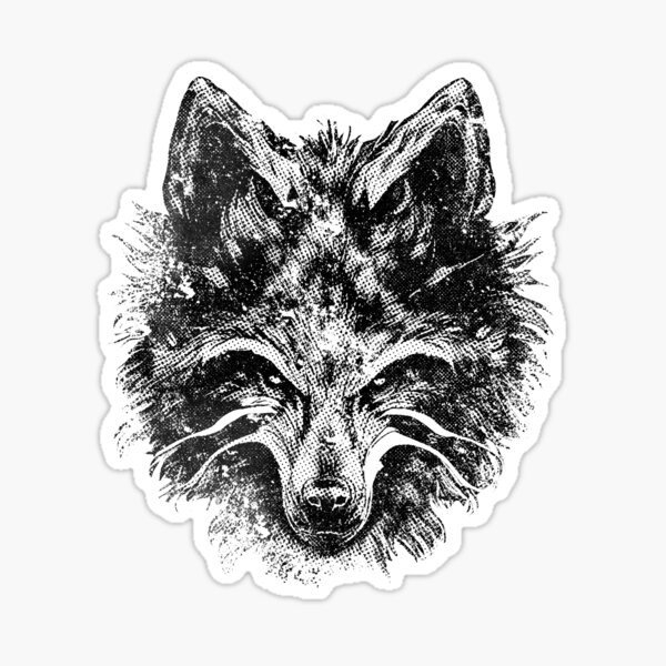 "werewolf full moon black and white illustration" Sticker for Sale by ...