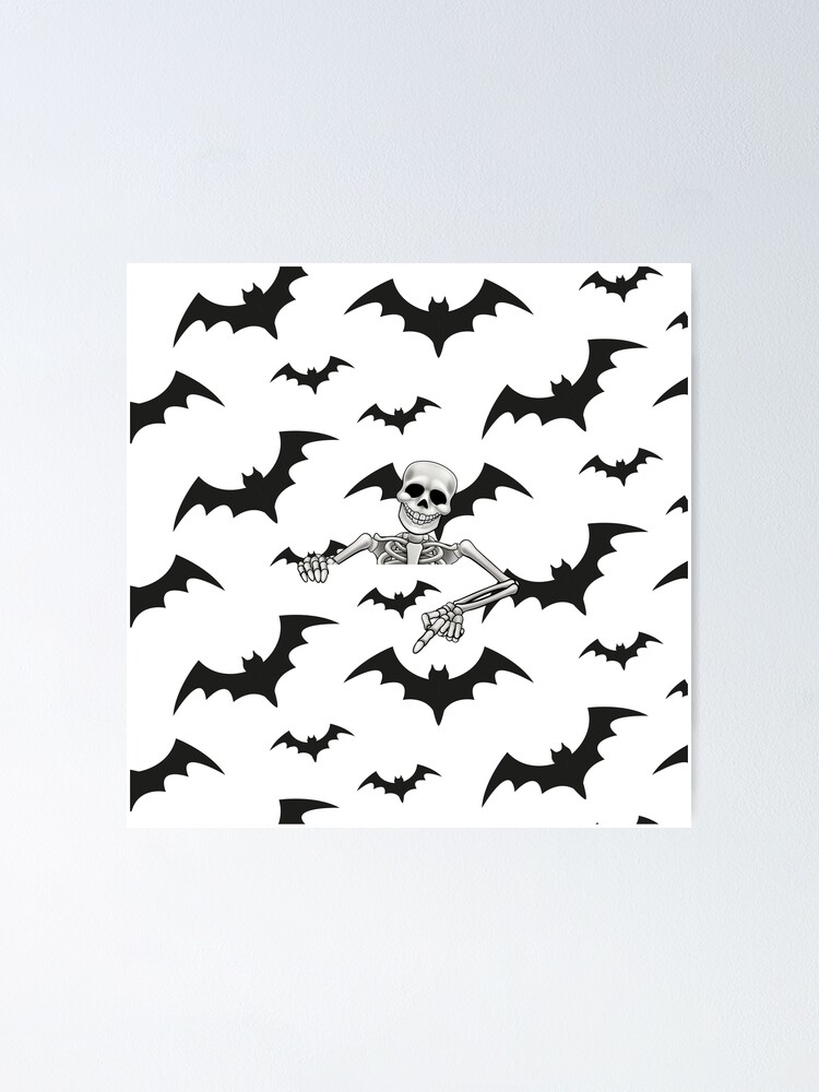 "Skeleton Bat Middle Finger" Poster for Sale by ArtByCaki | Redbubble