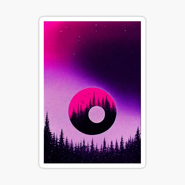 "Forested Moon" Sticker for Sale by GoodFinePrints | Redbubble