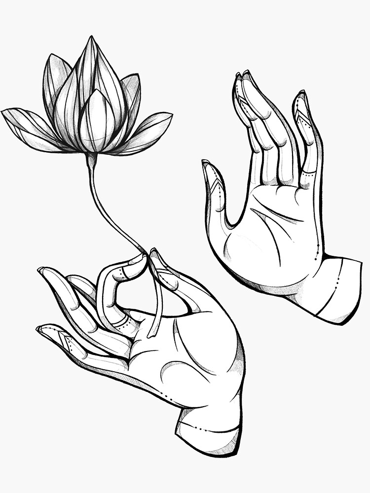 "mudra and lotus flower" Sticker for Sale by Alonushka | Redbubble