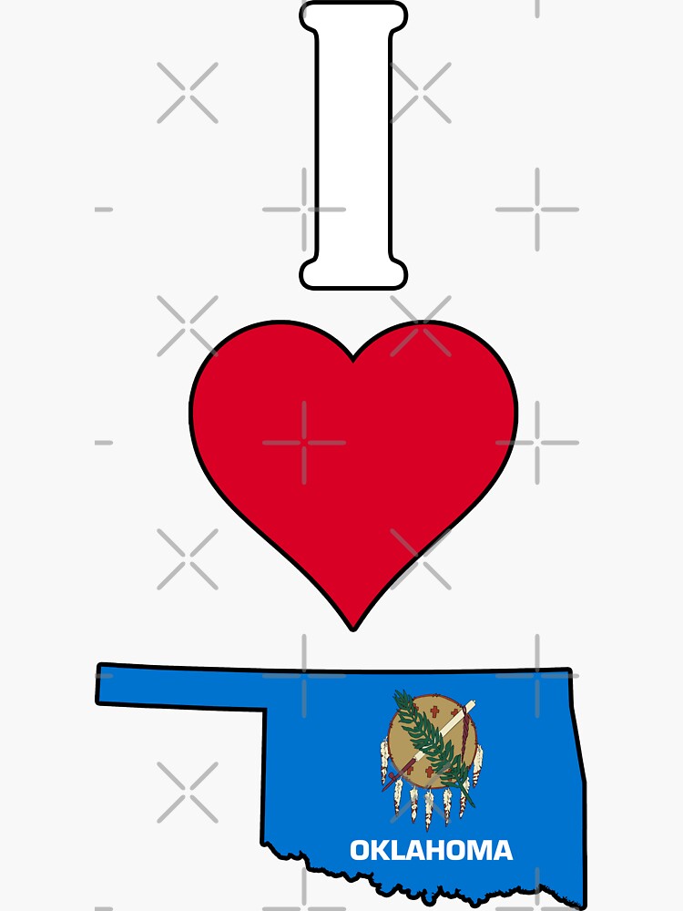 Pegatina «Amo Oklahoma Vertical I Heart Mapa de la bandera del estado ...