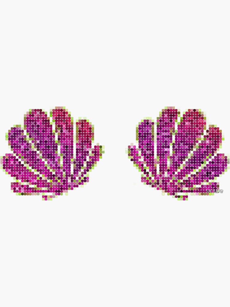 "Mermaid Sea Shell Bra dot pixel version" Sticker for Sale by uriwe ...