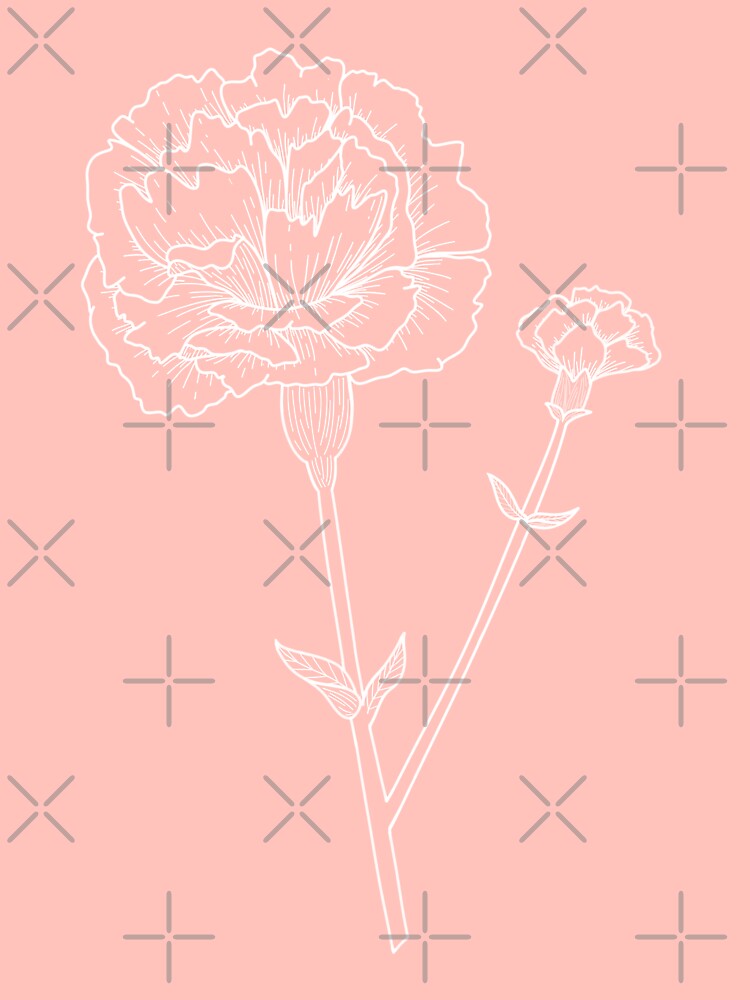 "Carnation White Fine Line Drawing" Sticker for Sale by BluebellPainter ...