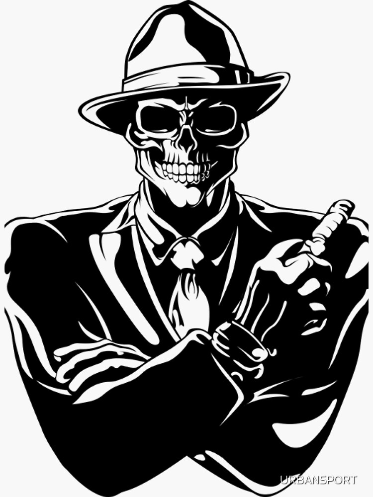 "mafia skeleton" Sticker for Sale by URBANSPORT | Redbubble