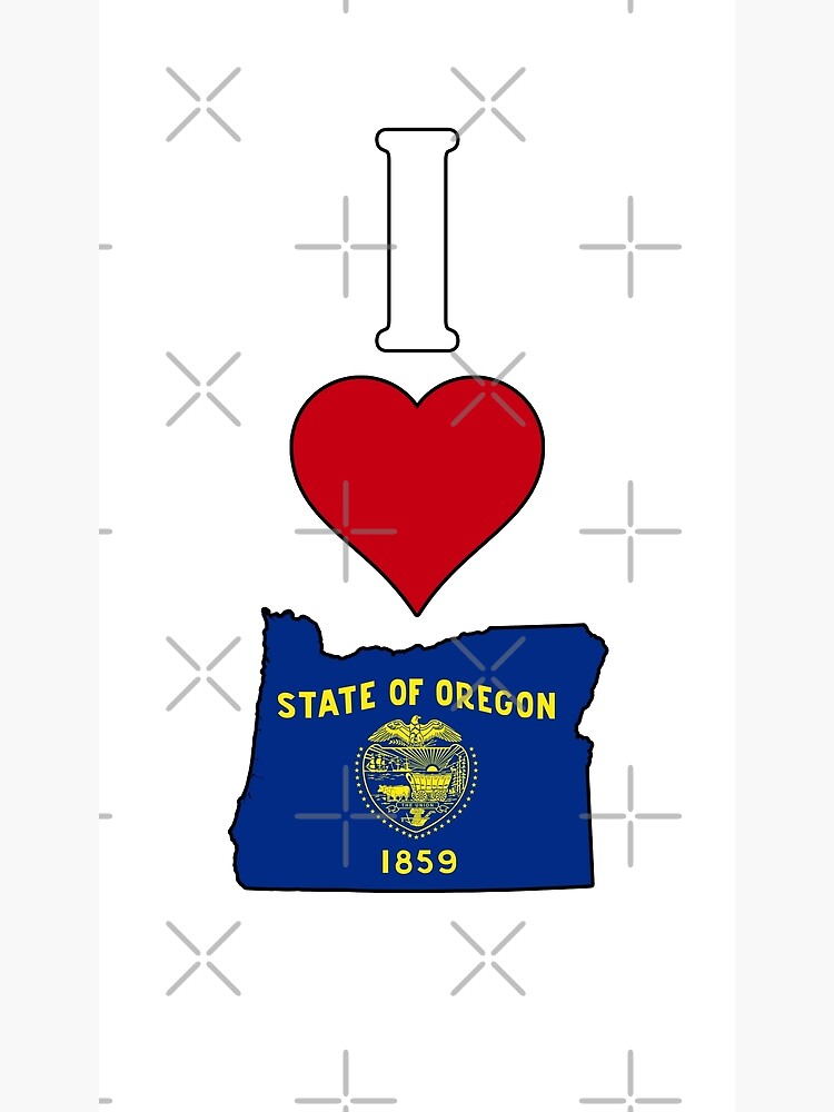 Póster «Amo Oregon Vertical I Heart Mapa de la bandera del estado de ...