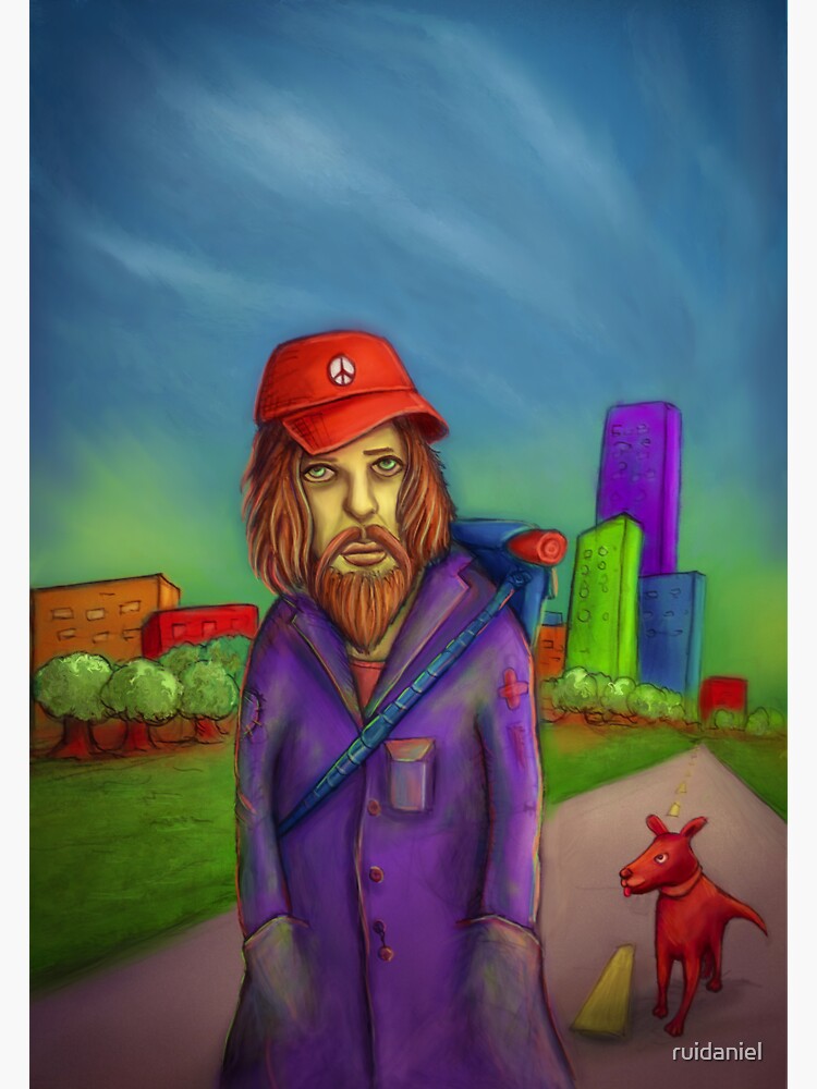 "Sad Bearded Bum On The Road" Sticker for Sale by ruidaniel | Redbubble