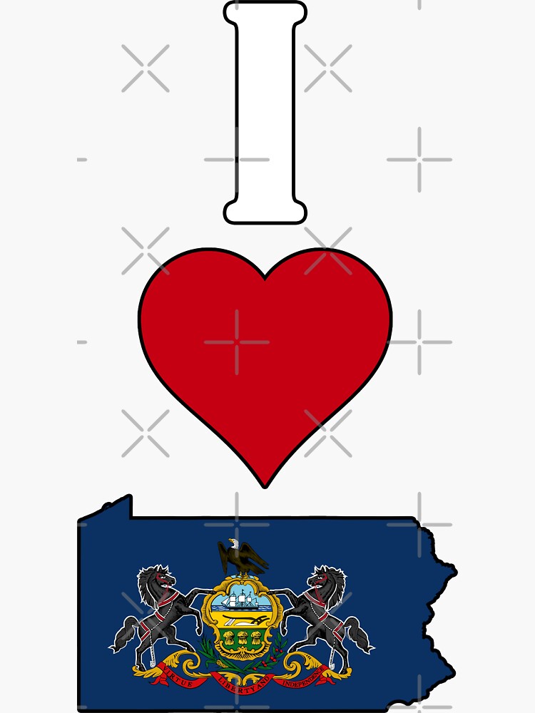 "I Love Pennsylvania Vertical I Heart Pennsylvania State Flag Map ...