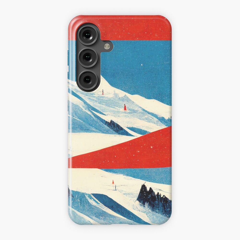 "Skiing in the Swiss Alps III - vintage graphic style mountain ...