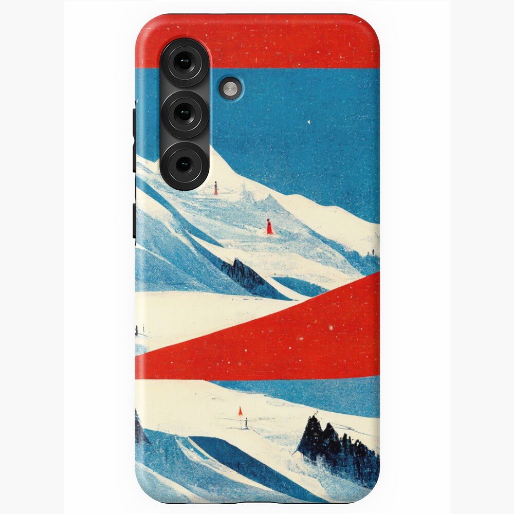 "Skiing in the Swiss Alps III - vintage graphic style mountain ...