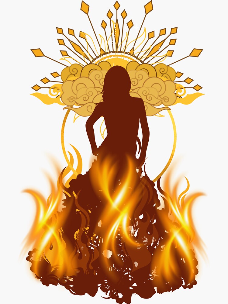 "Fire Goddess With The Sun On Her Shoulders" Sticker for Sale by ...