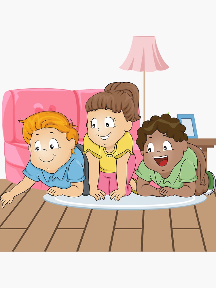 "On the floor, kids play printable design" Sticker for Sale by ...