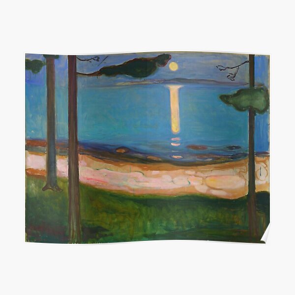 "Edvard Munch - Moonlight (1896) ,artwork by Edvard Munch" Poster for ...