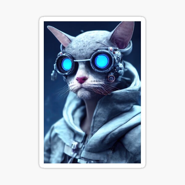 "Futuristic cyberpunk devon rex cat" Sticker for Sale by art8085 ...