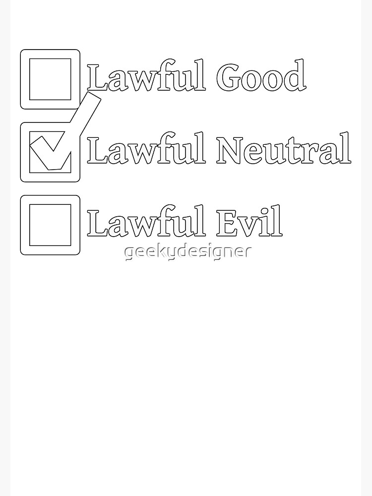 "Lawful Neutral DND 5e Pathfinder RPG Alignment Role Playing Tabletop ...