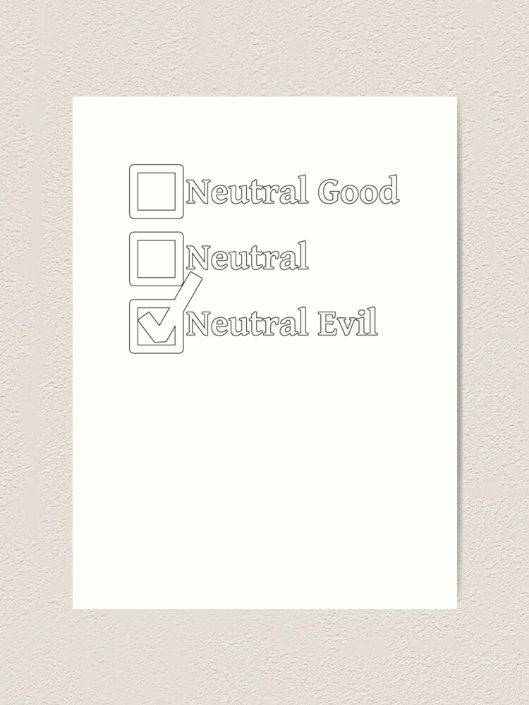 "Neutral Evil DND 5e Pathfinder RPG Alignment Role Playing Tabletop RNG ...