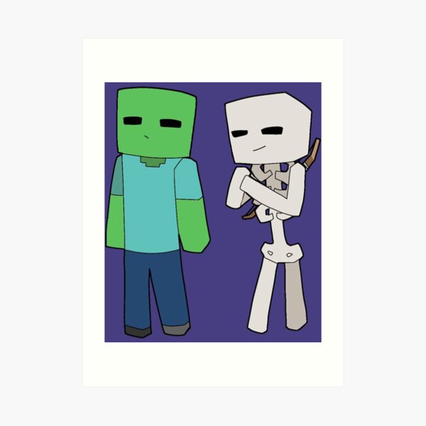 "Minecraft Zombie and Skeleton" Art Print for Sale by SisterBecker ...