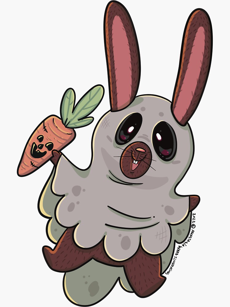 "Spooky Cute Ghost Bunny" Sticker for Sale by StasiaWard | Redbubble