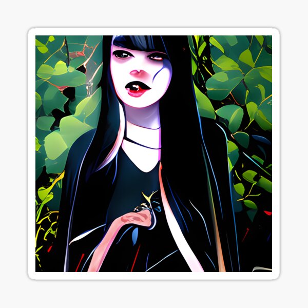 "Awkward Goth Girl Chin" Sticker for Sale by m00sArt | Redbubble