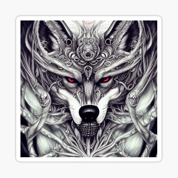 "hyper detailed beautiful wolf skeleton graphic design for items ...