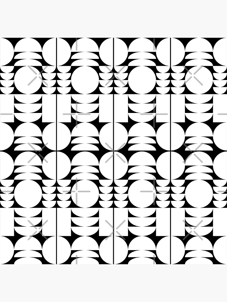 "Mid-Century Modern Geometric Block Pattern No.1 White On Black ...