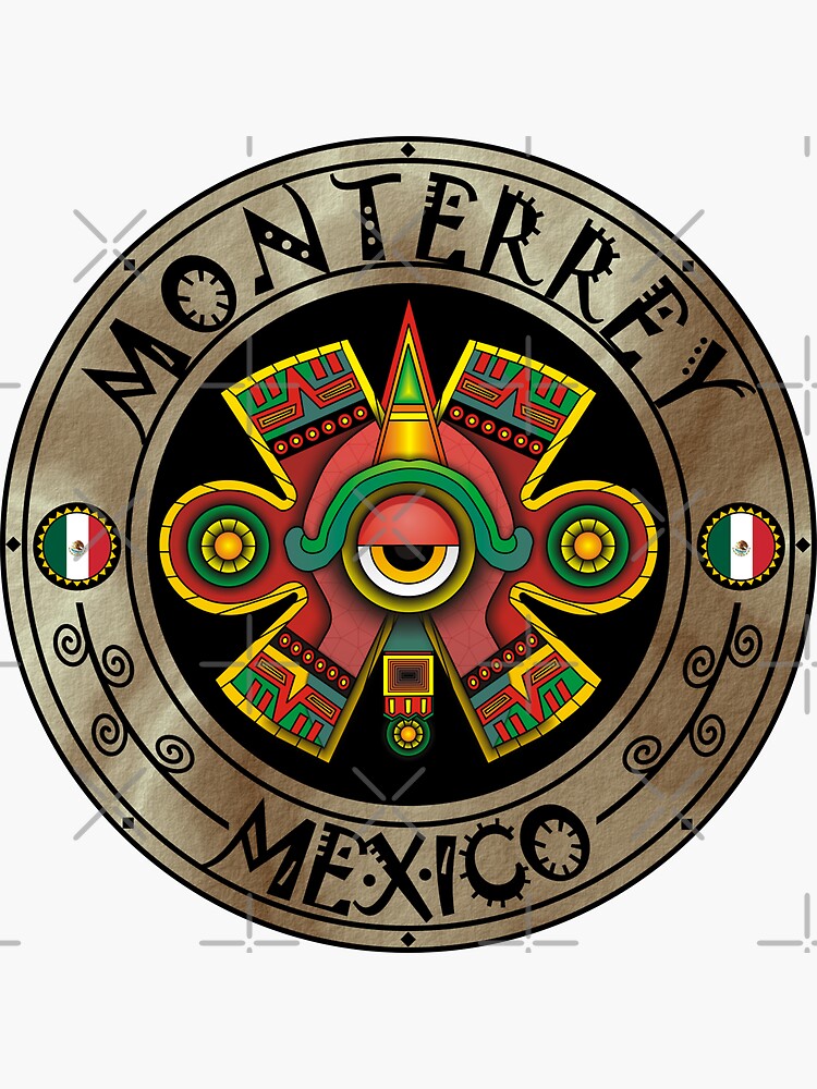 Pegatina «Emblema colorido de Ollin del símbolo azteca de Monterrey» de ...