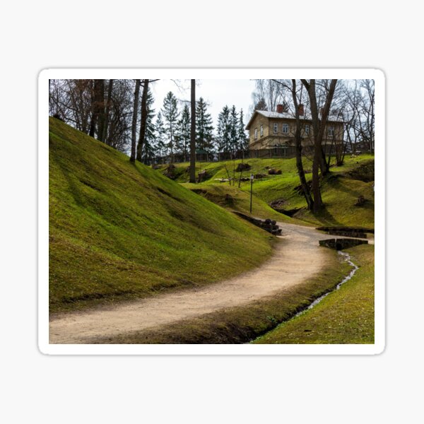 "Countryside old wooden house on green hill" Sticker for Sale by lena ...